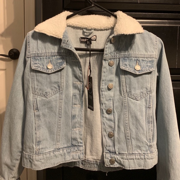 Boohoo | Jackets & Coats | Fuzzy Collared Denim Jacket | Poshmark